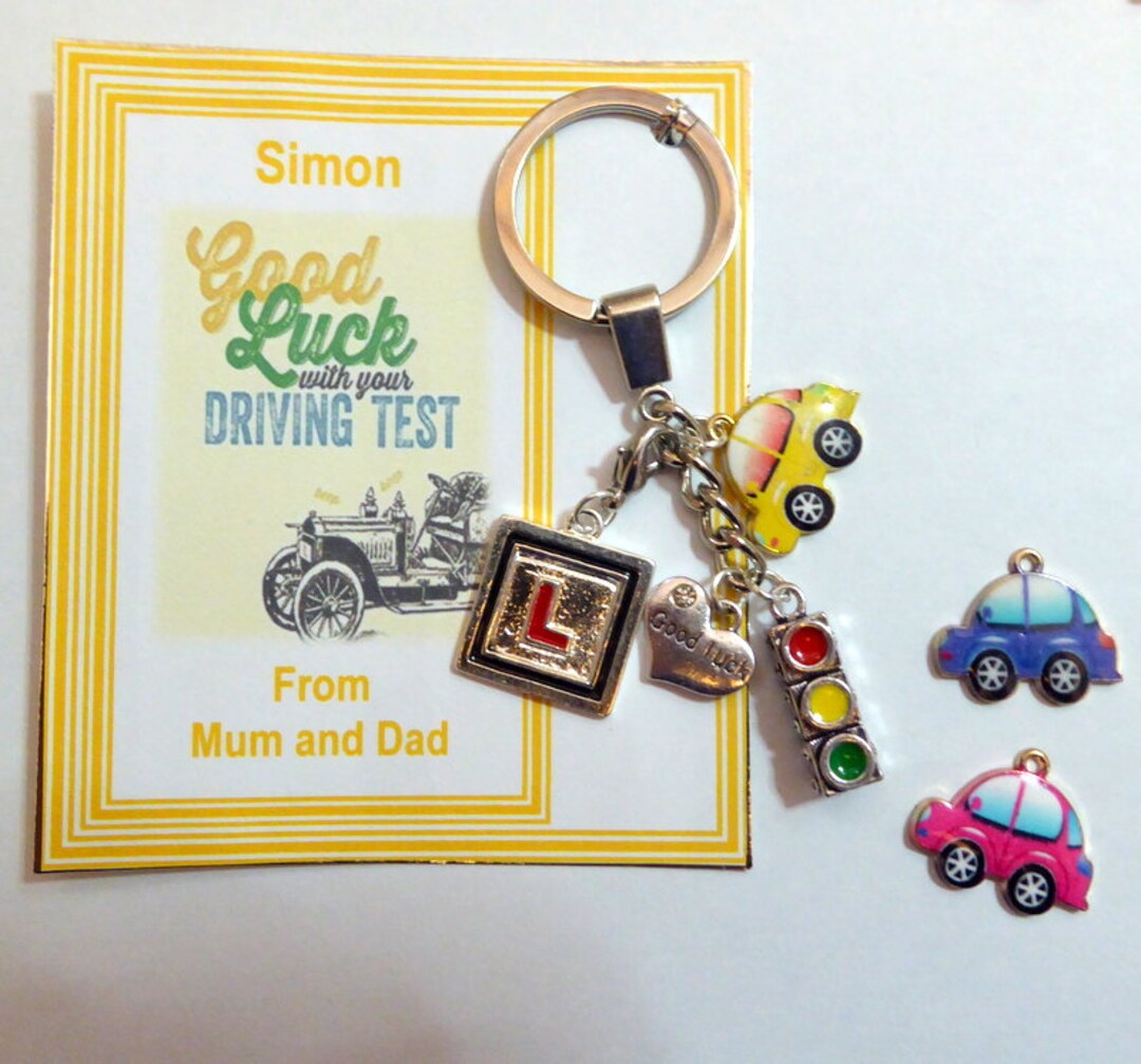 Good Luck Passing Driving Test Key Ring Lucky Heart Charm, Ca,r Traffic ...