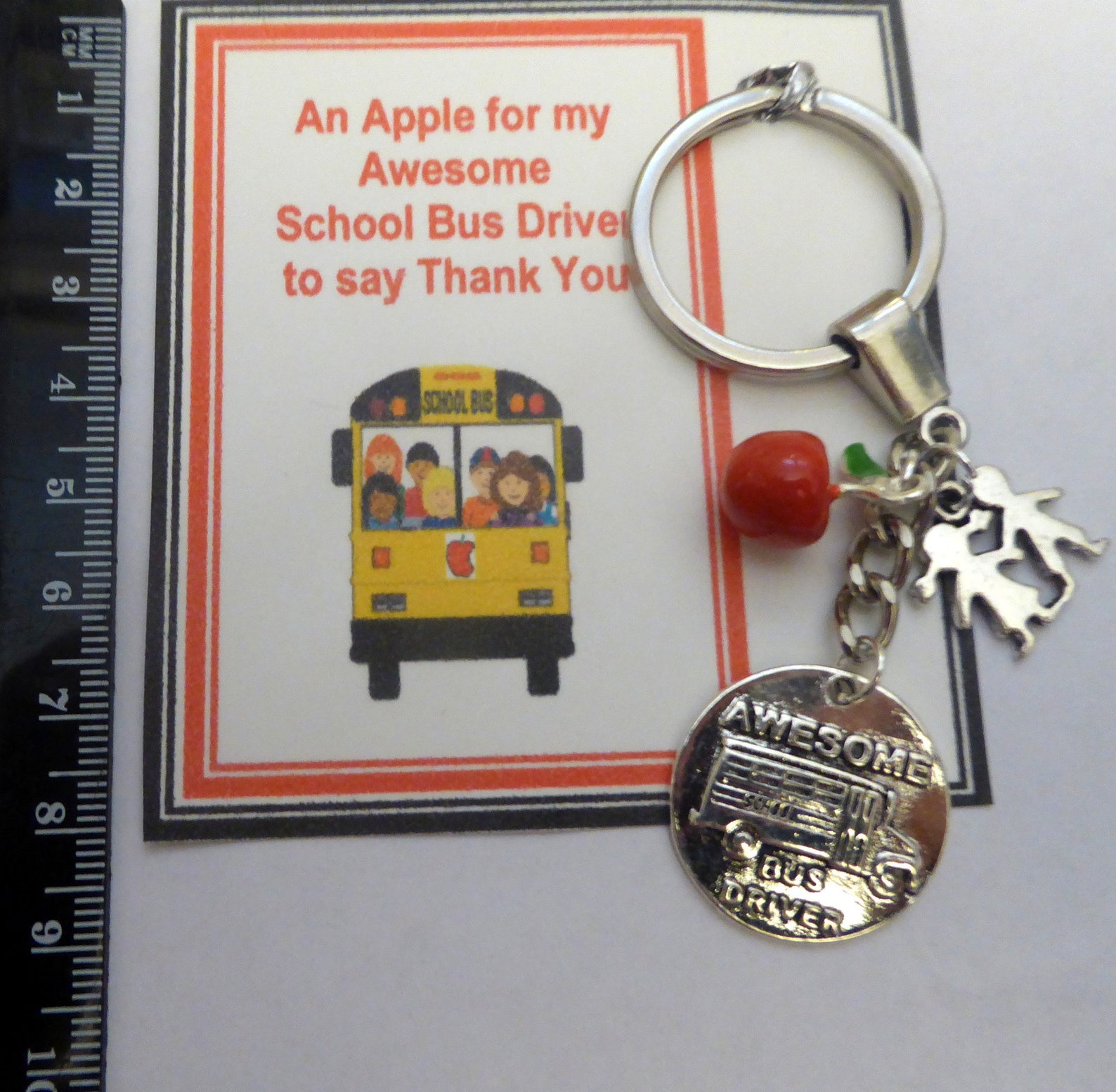 Awesome School Bus Driver Key Ring an Apple Thank You Gift - Etsy UK