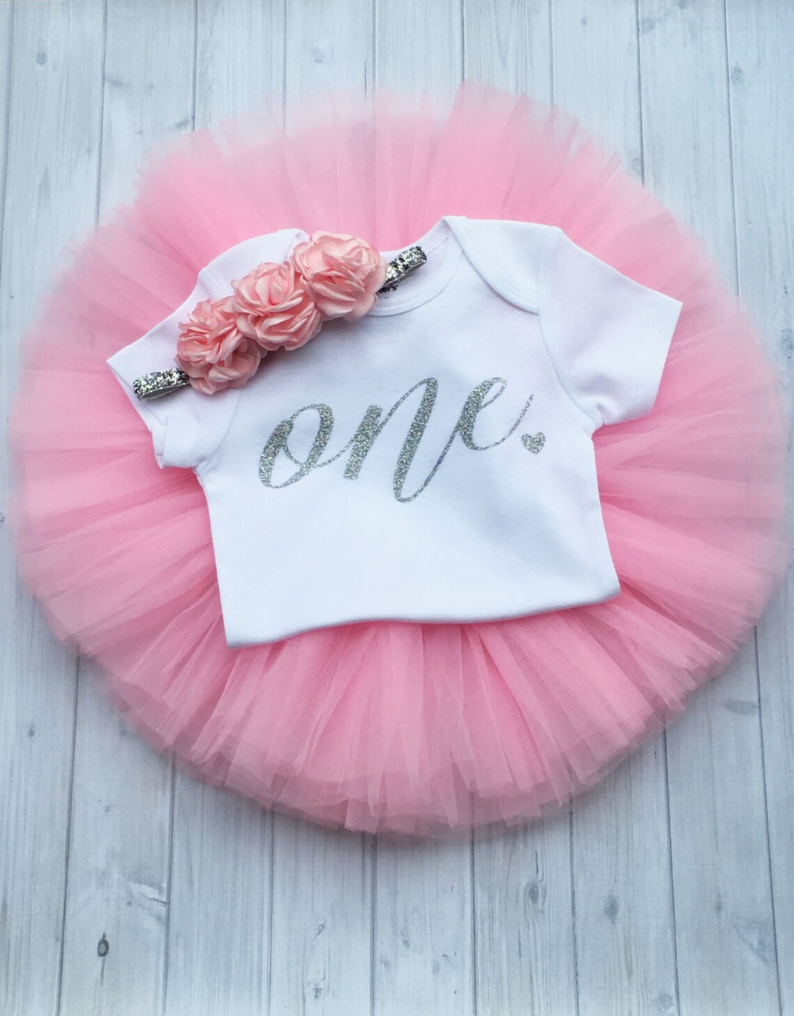 Pink and Silver 1st Birthday Girl Outfit First Birthday - Etsy