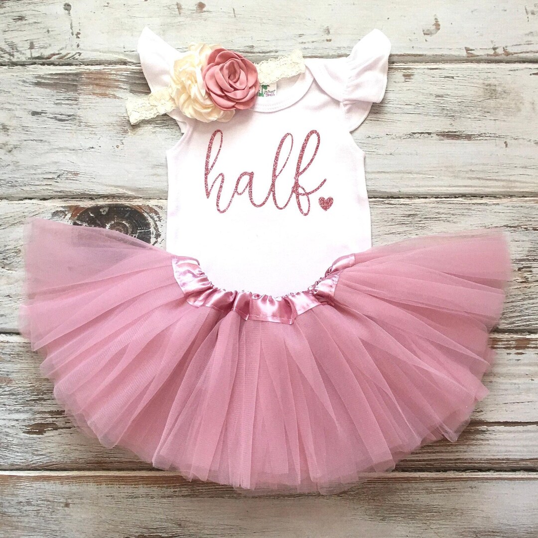 Rose Gold Half Birthday Girl Outfit, Half Birthday Outfit Girl, 6 Month ...