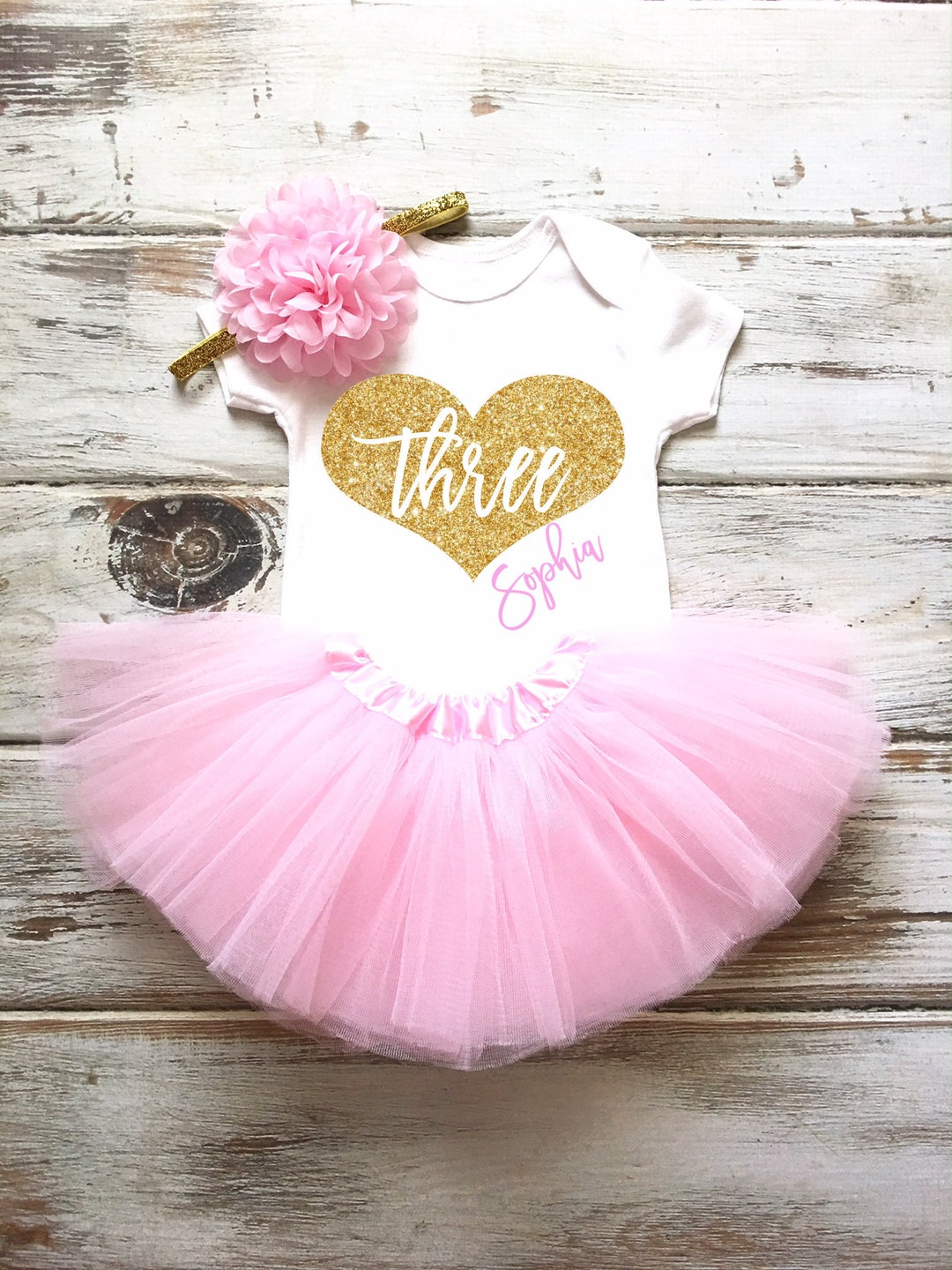 Personalized 3rd Birthday Outfit Girl Pink and Gold- Third Birthday ...