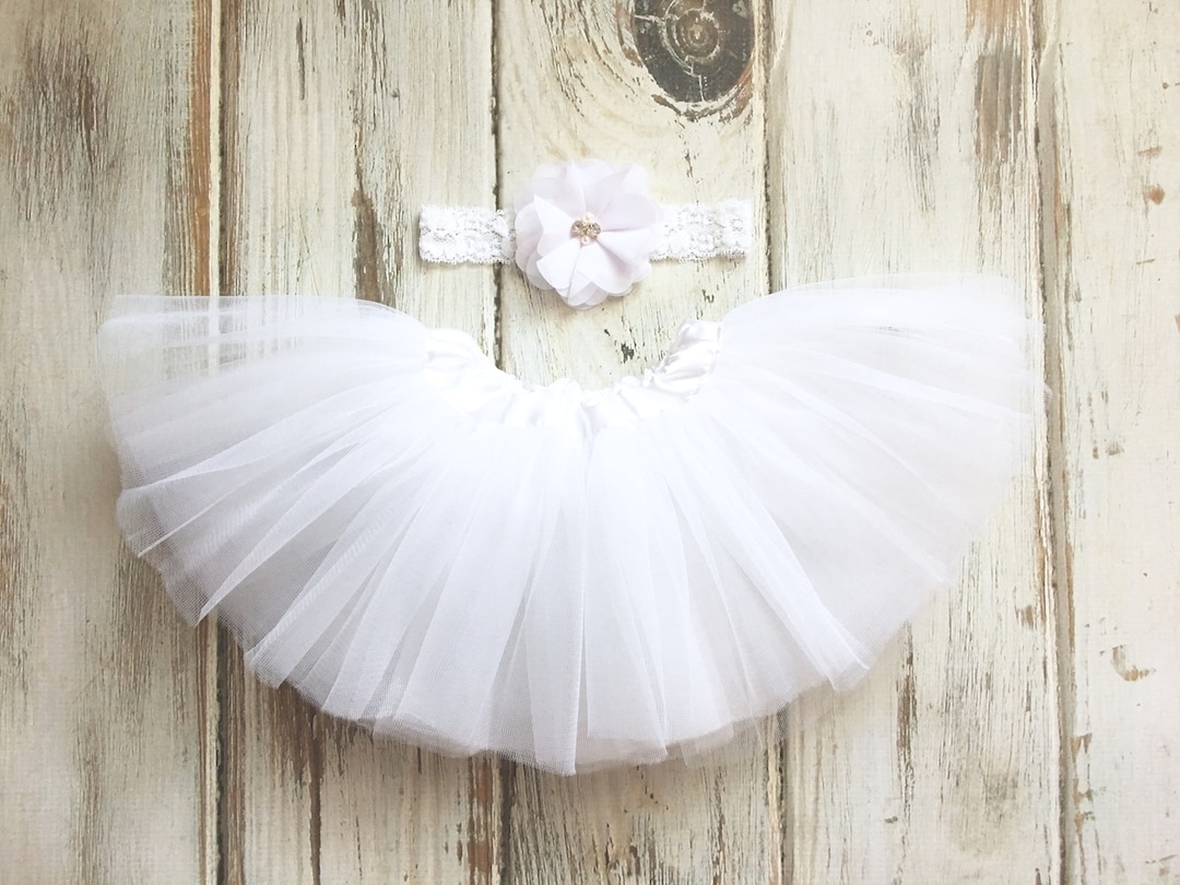 Newborn Tutu- White Tutu- Baby Tutu- Tutu Headband Set- Tutus for ...