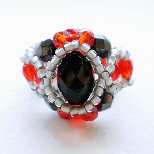 Seed Bead Ring, Seed Bead Jewelry, Beaded Rind, Beadwork, Red Ring ...