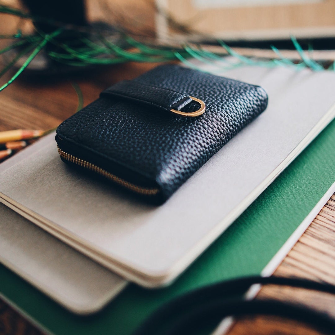 Slim Wallet for Women. Slim Zipper Leather Card Case With Gift Box ...