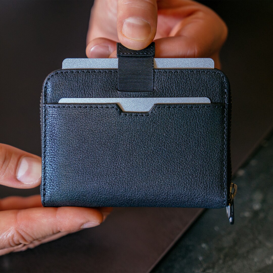 Vaultskin MAYFAIR Minimalist Leather Zipper Wallet. Small Rfid-blocking ...