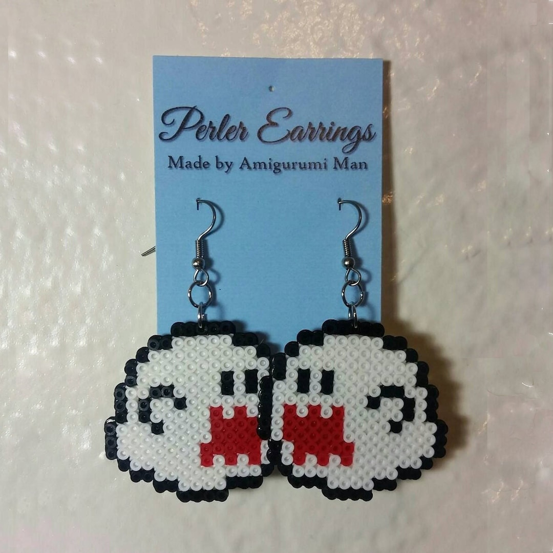 Ghost Boo Perler Earrings - Stainless Steel Ear Loops - Boosette ...