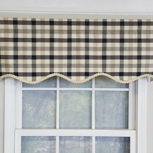 Buffalo Check Empire Valance in Black grey greentanred or - Etsy