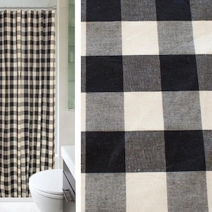 Black and White Buffalo Check Shower Curtain - Etsy