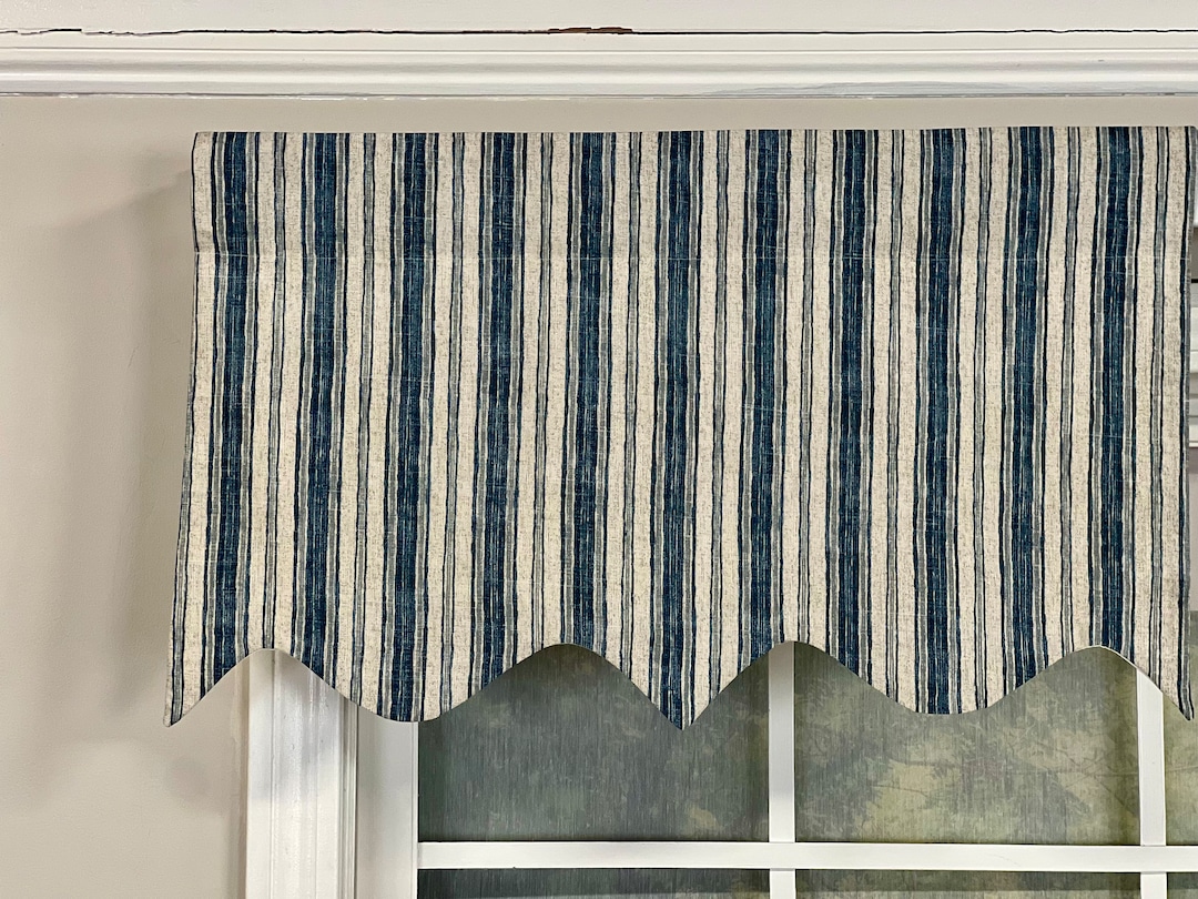 Striped Regal Valance in Natural,navy or Grey - Etsy