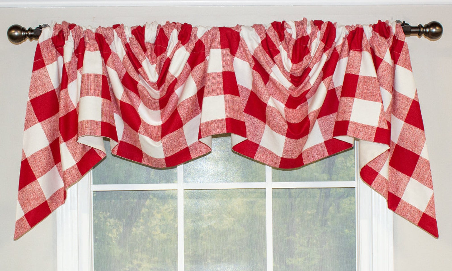Buffalo Check Empire Valance in Black ,grey ,green,tan,red or Blue - Etsy