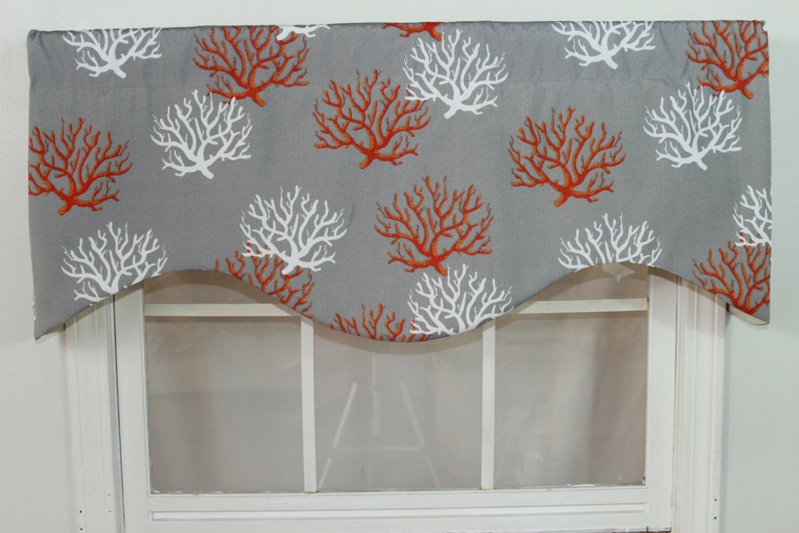 Coral Shaped Valance in Red and Orange - Etsy