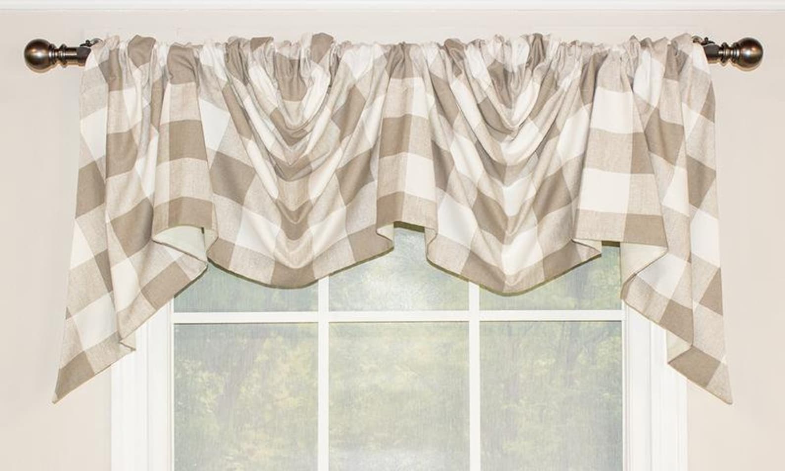 Buffalo Check Empire Valance in Black ,grey ,green,tan,red or Blue - Etsy