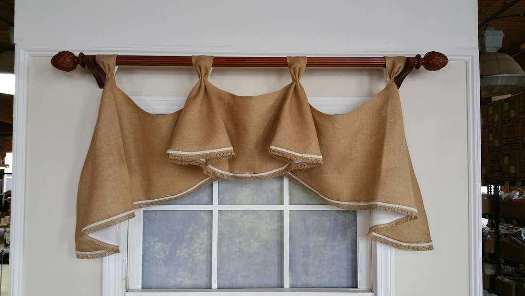 Burlap Tab Valance Lined With Trim - Etsy