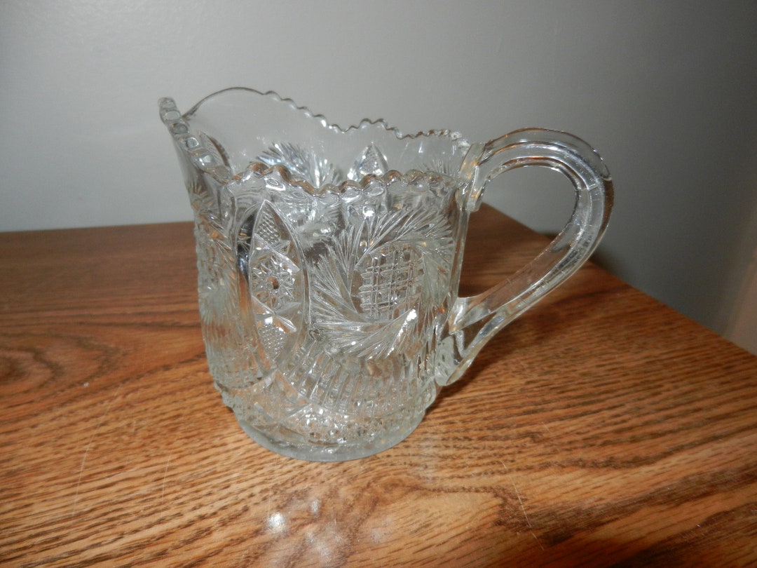 Vintage Molded Crystal Glass Creamer - Etsy