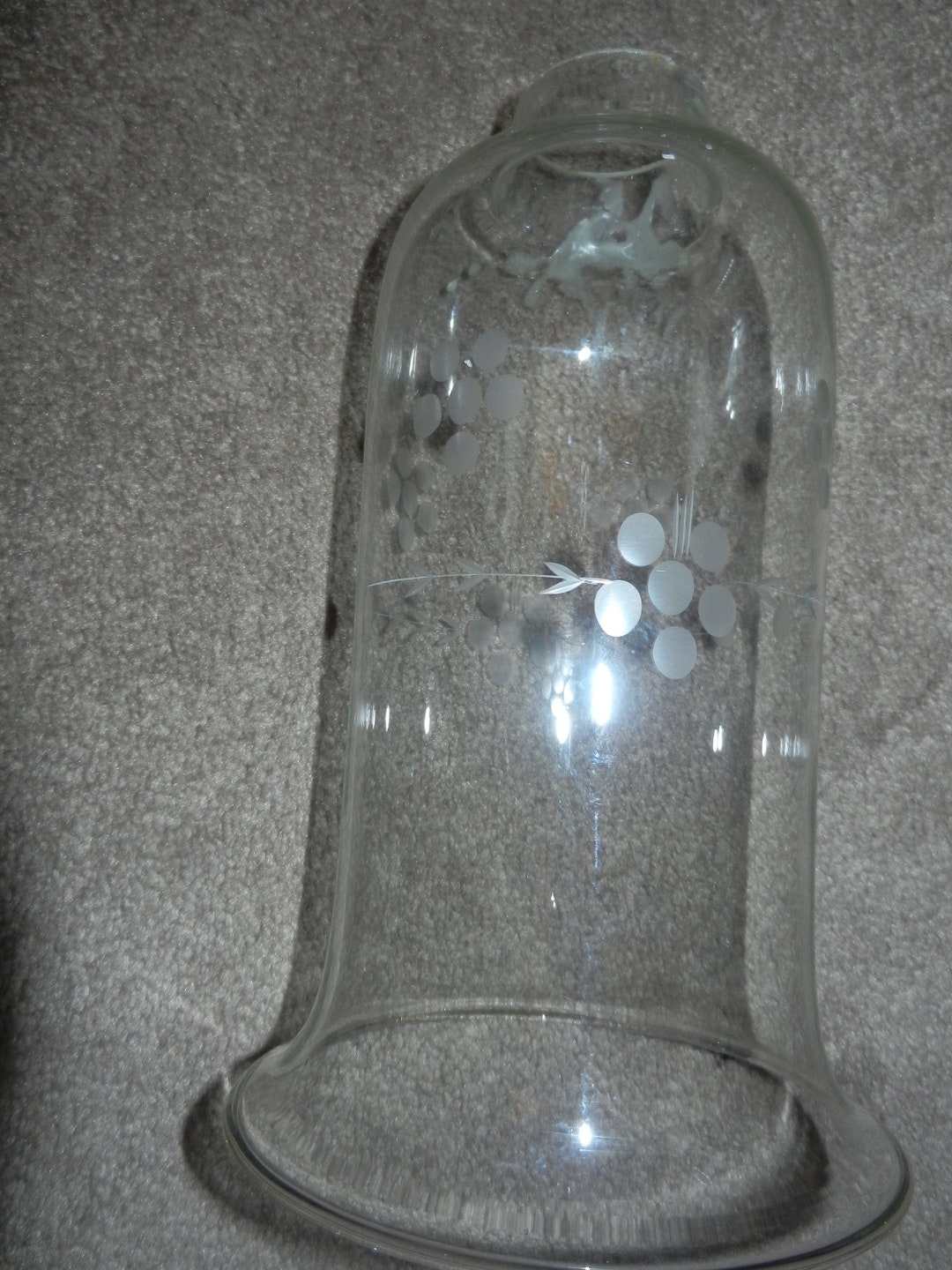 Vintage Glass Chimney, Etched Glass Chimney, Wall Sconce Candle Chimney ...