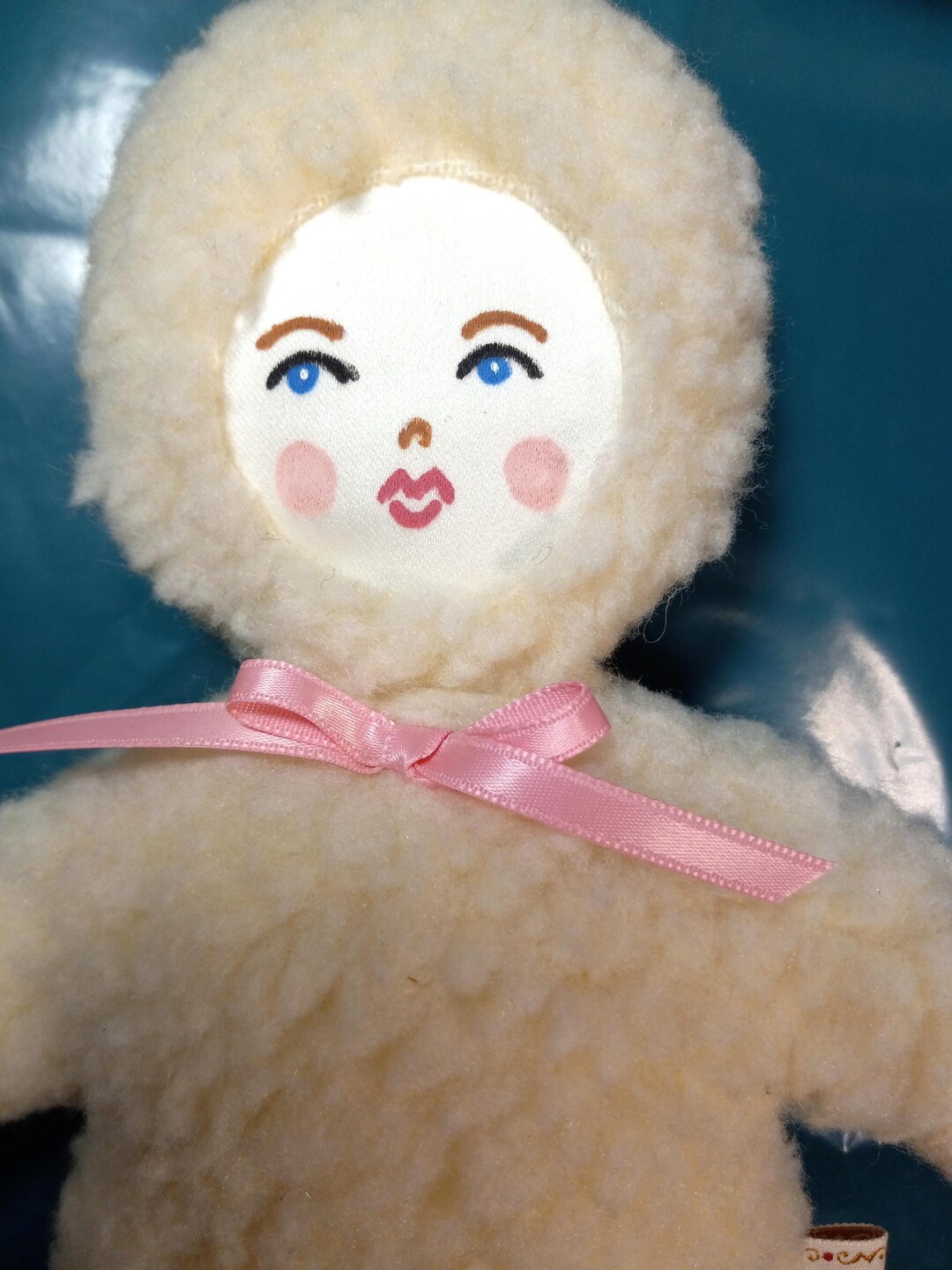 Vintage Stuffie Doll,painted Face,10" Tall,,lambs Wool,,marva Van Dyke ...