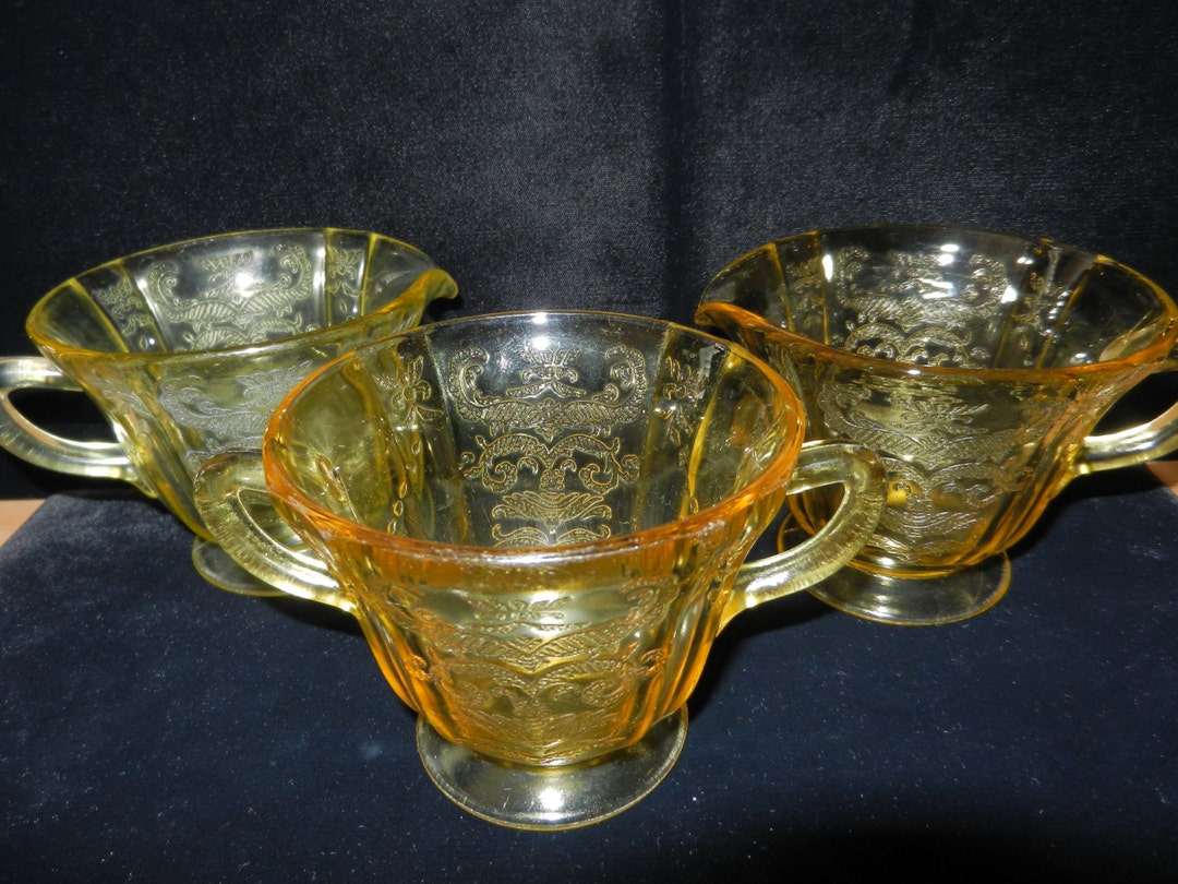 Depression Glass - Federalist Glass Madrid Pattern - Glass Sugar Bowl ...