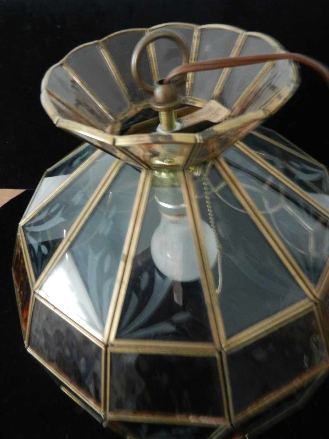 Hanging Ceiling Light, Clear Glass Tiffany Style Light, Pull Chain ...
