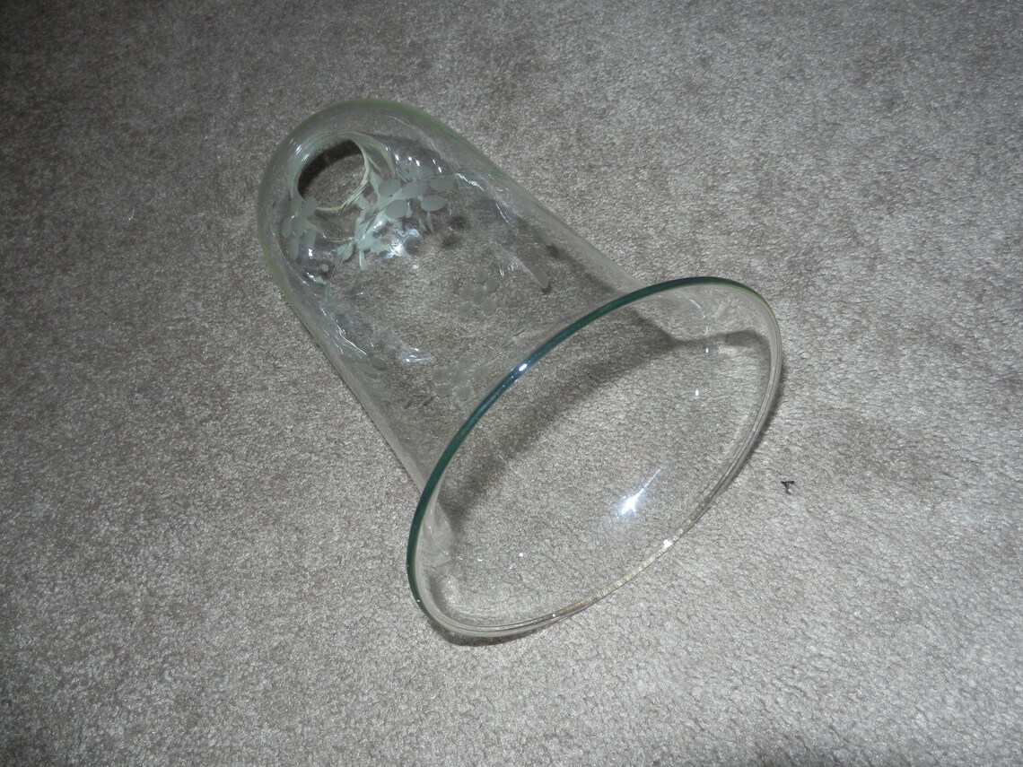 Vintage Glass Chimney, Etched Glass Chimney, Wall Sconce Candle Chimney ...