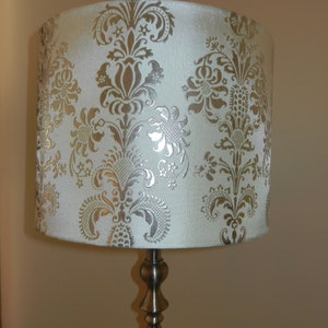 Vintage Table Lamp in Silver Metal, White /silver Shade by Designer ...
