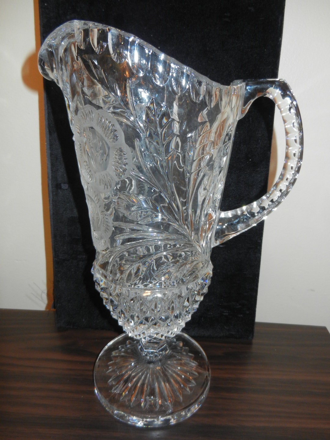 Antique Cut Glass Water Pitcher - Etsy