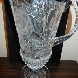 Antique Cut Glass Water Pitcher - Etsy