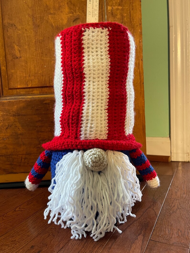 Uncle Sam Born on the 4th of July. 17 Tall. Gnome Crochet Plush Doll ...