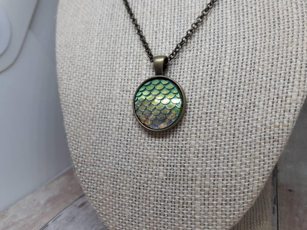 20mm Mermaid Scale Pendant Dragon Scale Jewelry Mermaid Necklace Dragon ...