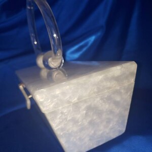 Vintage Gilli Original Unique Shape Clear Handle White Marbleized ...