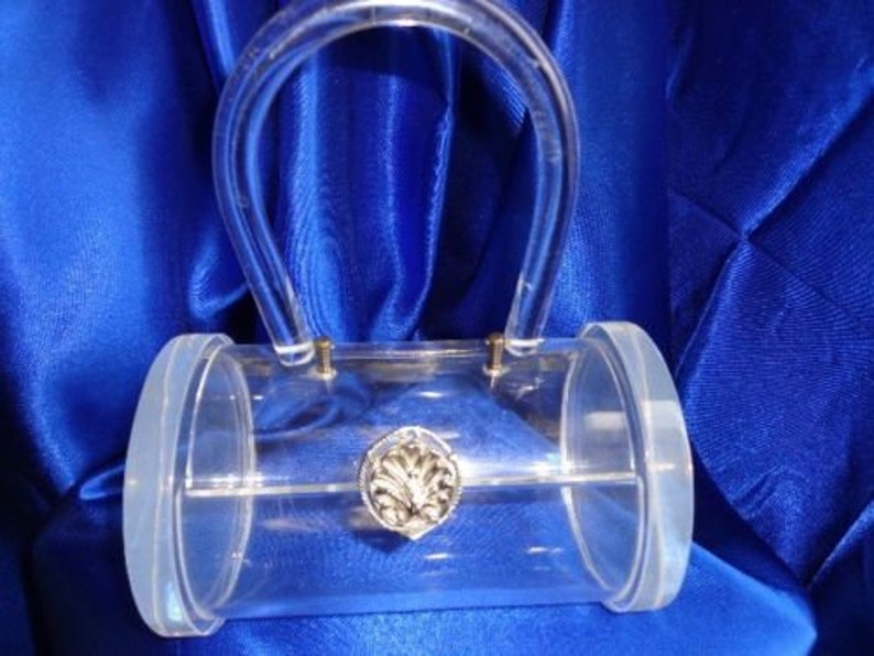 Vintage WILARDY Unique Round Clear Lucite Purse With Thick Lucite Sides ...