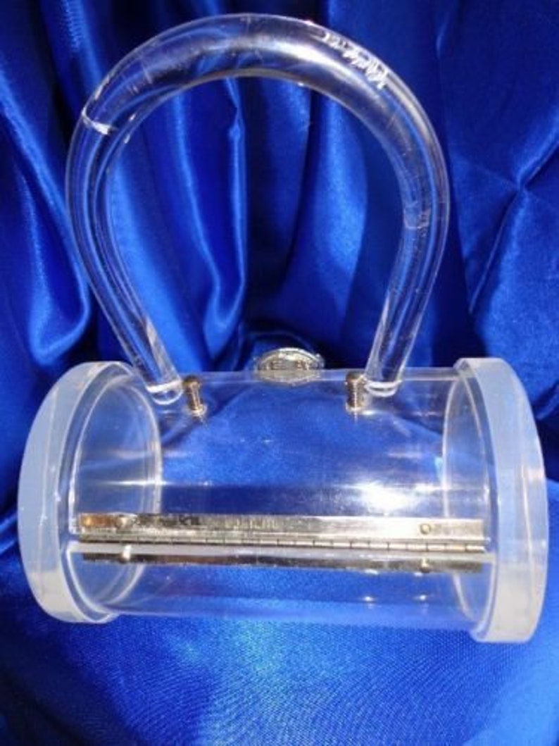 Vintage WILARDY Unique Round Clear Lucite Purse With Thick Lucite Sides ...