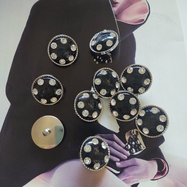 Black Rhinestone Buttons - Etsy