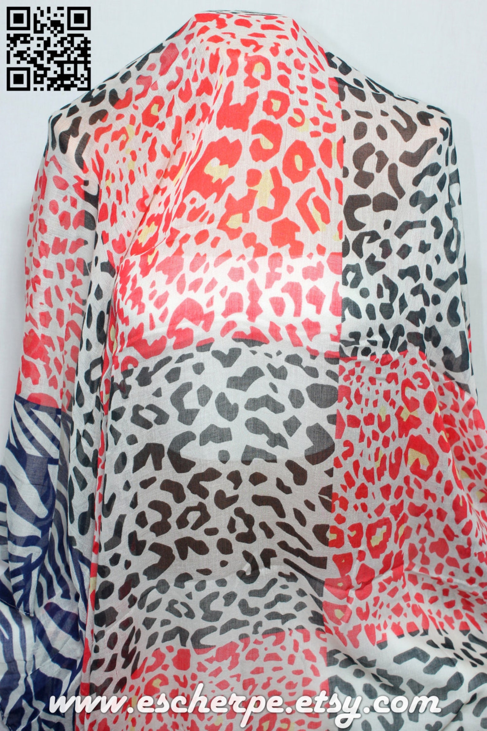 Leopard Zebra Print Navy Red White Black Scarf Patriotic Scarf - Etsy