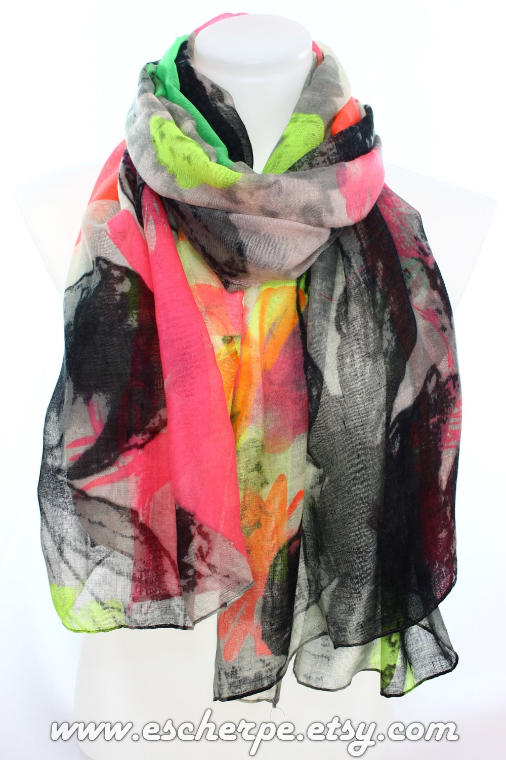 Parrot Print Neon Scarf Infinity Scarf Winter Accessories Holiday Gifts ...