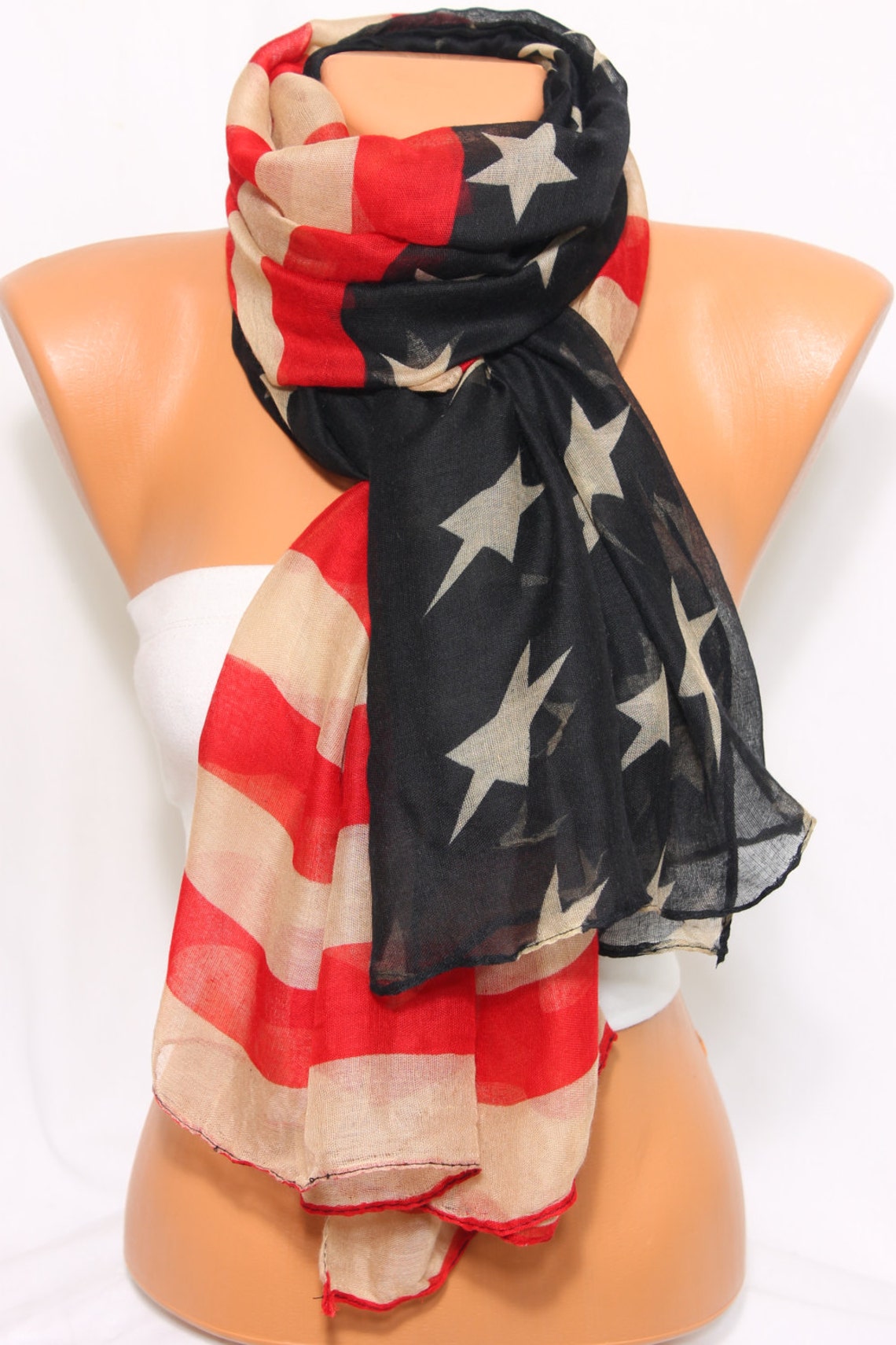 US Flag American Flag Vintage Inspired Scarf Patriotic Scarf ...