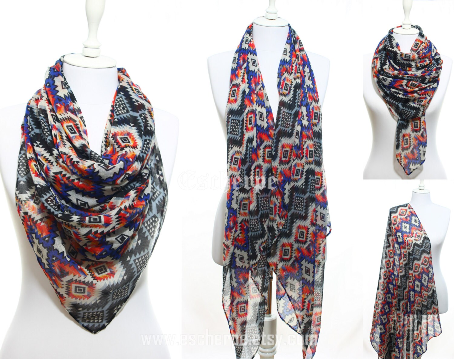 Tribal Scarf Southwestern Aztec Scarf Spring Summer Accessory - Etsy