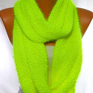 Neon Scarf Infinity Scarf Knit Scarf Yellow Scarf Sparkly Handknit ...