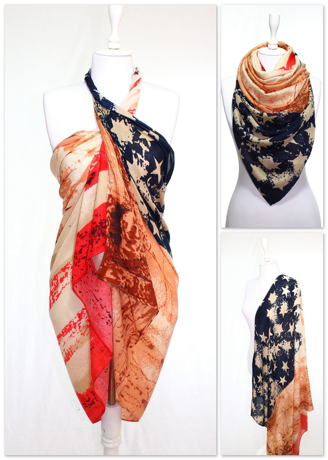 American Flag Scarf, Fourth of July,july 4th,independence Day,us Flag ...