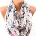 Bird Dragonfly Floral Print White Scarf Women Accessories Spring ...