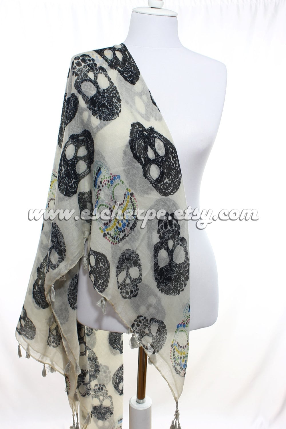 Skull Scarf Art Printed Scarf Sugar Skull Woman Man Scarves - Etsy