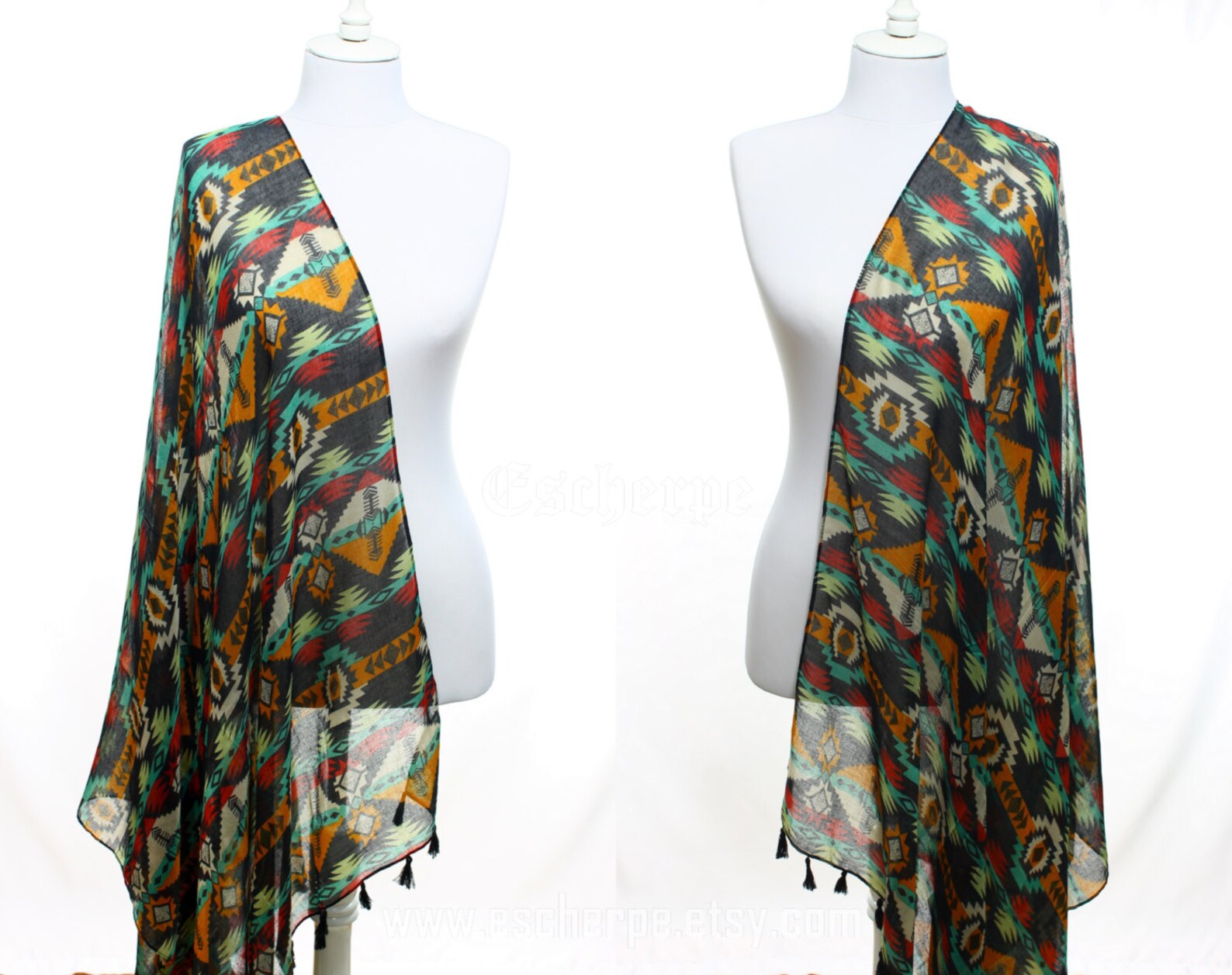 Tribal Print Aztec Tassel Scarf Woman Winter Scarf Shawl Accessories ...