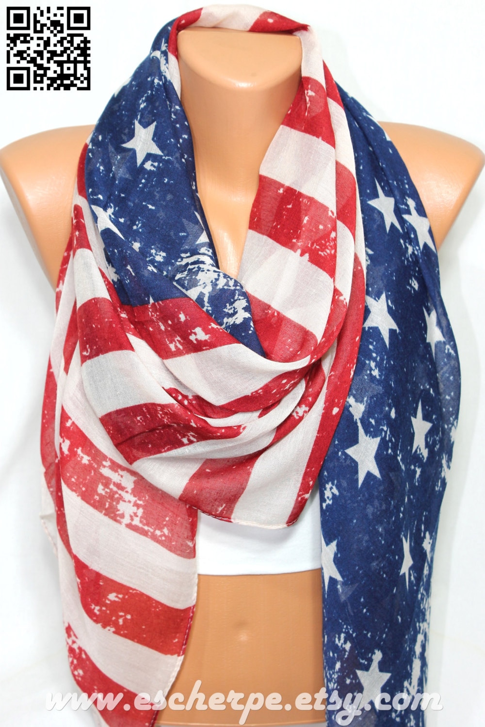 Vintage Inspired US Flag American Flag Scarf Patriotic Scarf ...