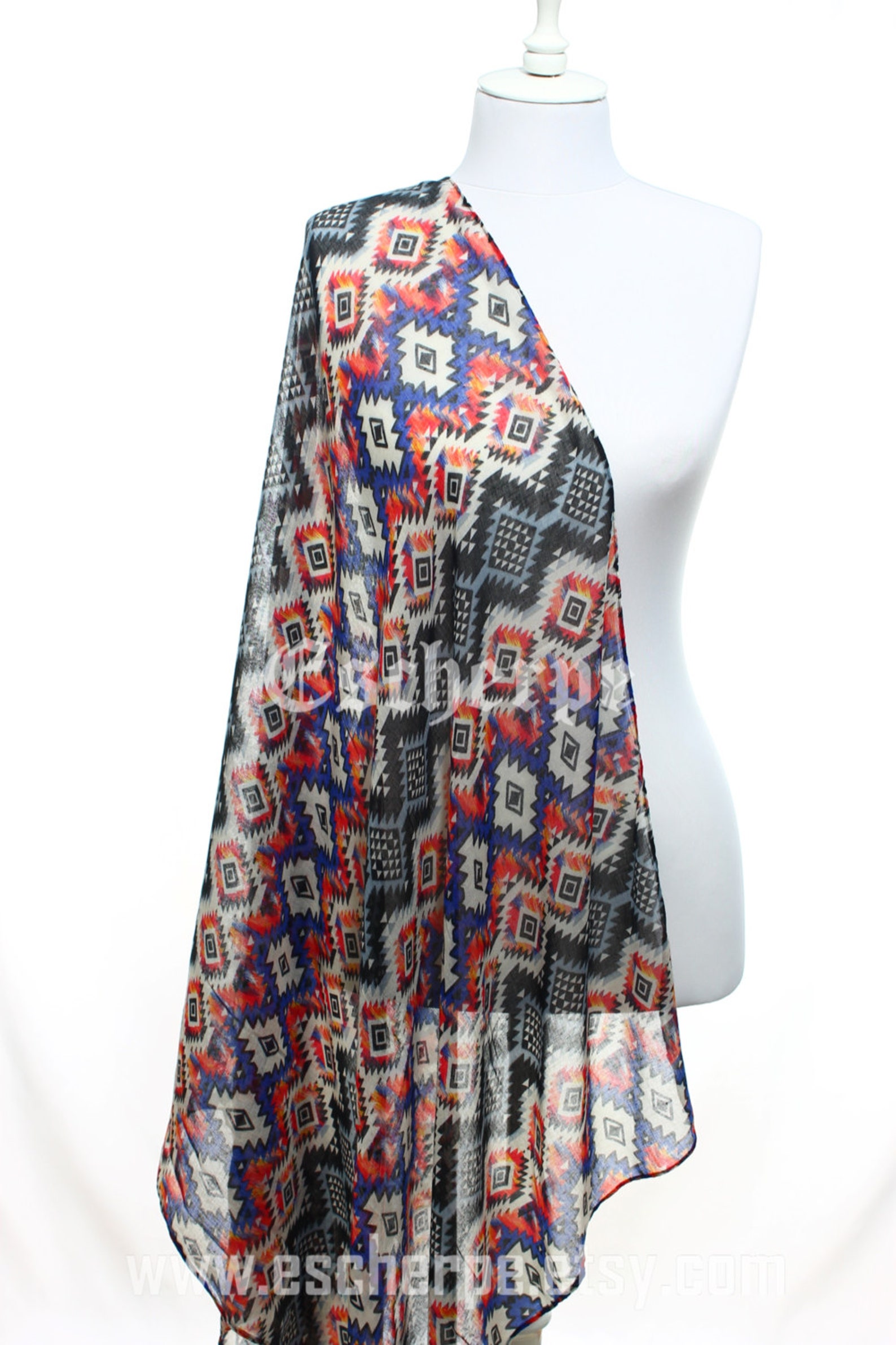 Tribal Scarf Southwestern Aztec Scarf Spring Summer Accessory - Etsy