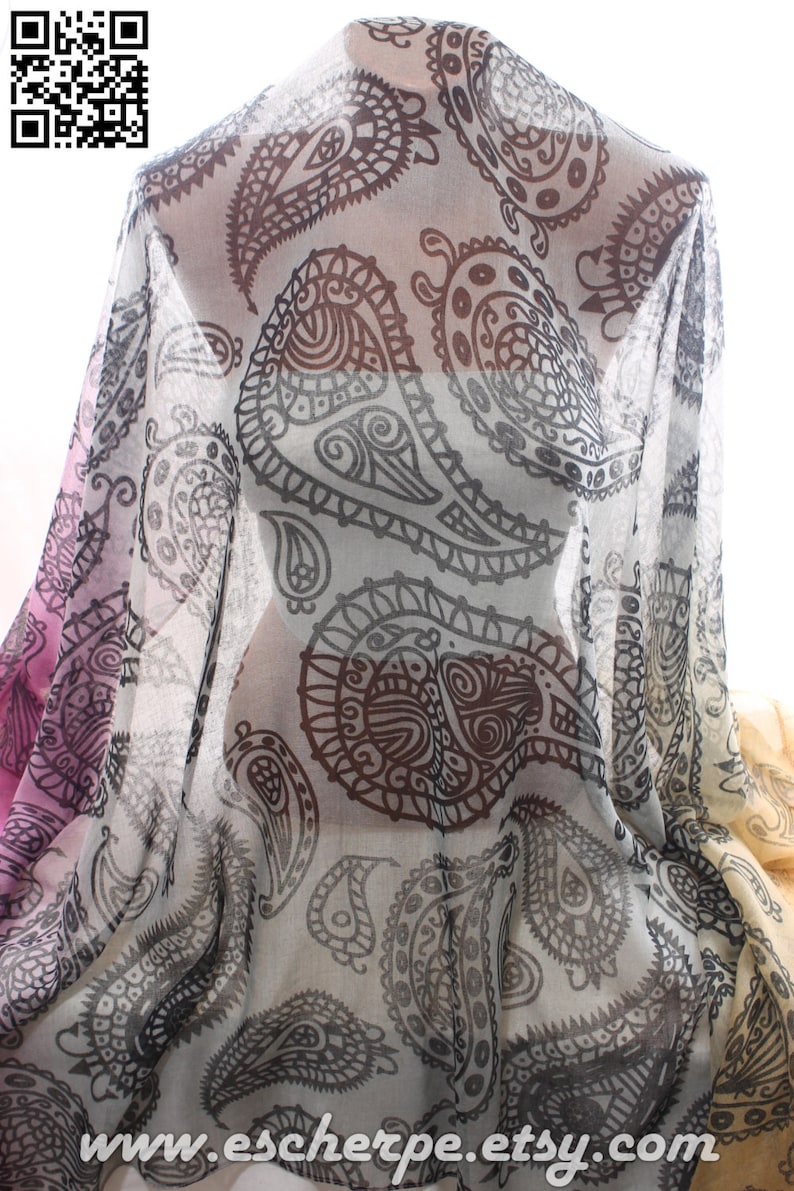 Paisley Print Grey Purple Camel Scarf Infinity Scarf Winter - Etsy