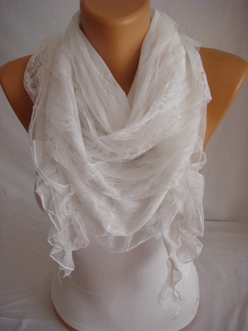 White Triangle Tulle Lace Accessory Woman Scarf ESCHERPE - Etsy