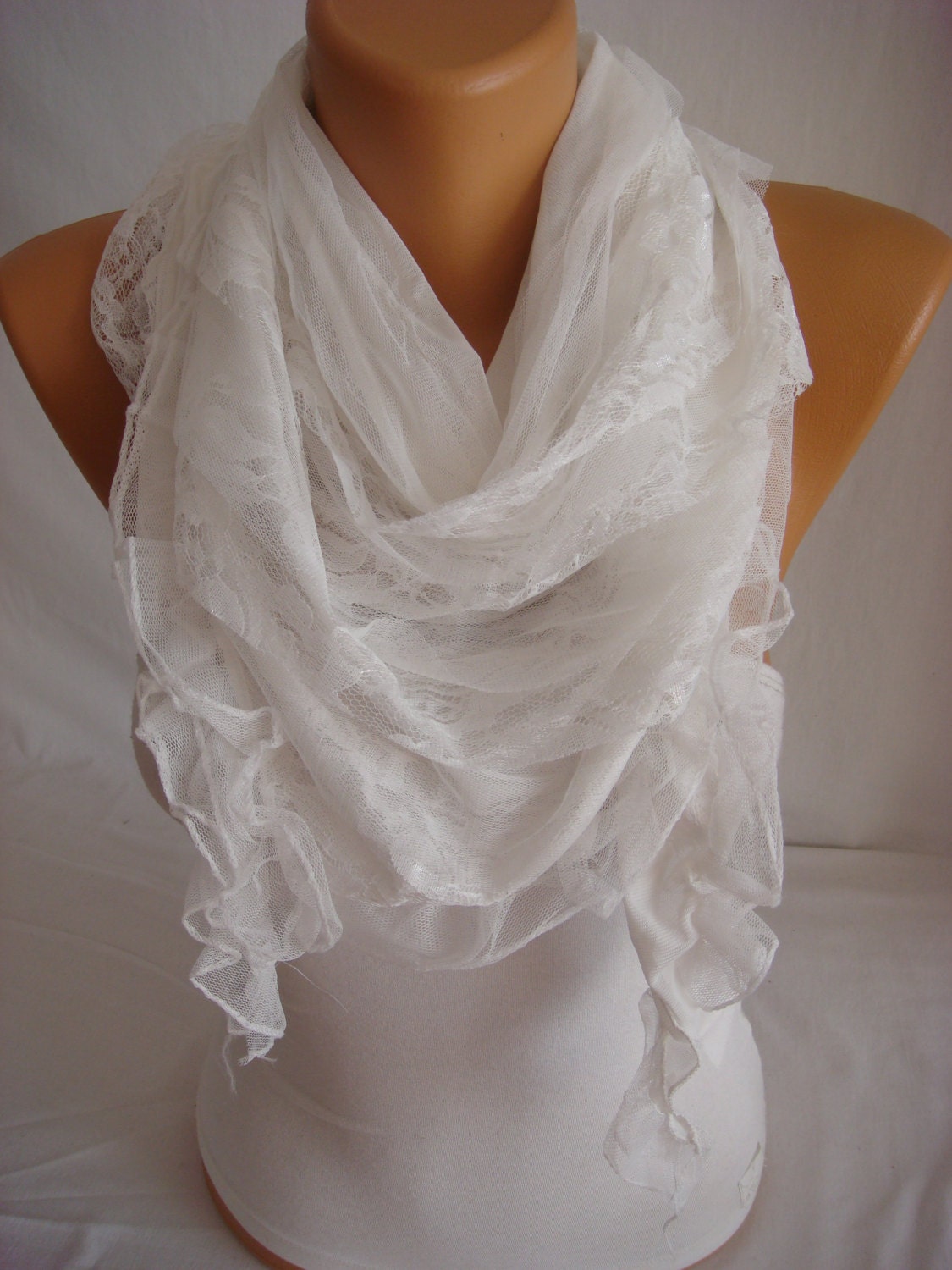 White Triangle Tulle Lace Accessory Woman Scarf ESCHERPE - Etsy