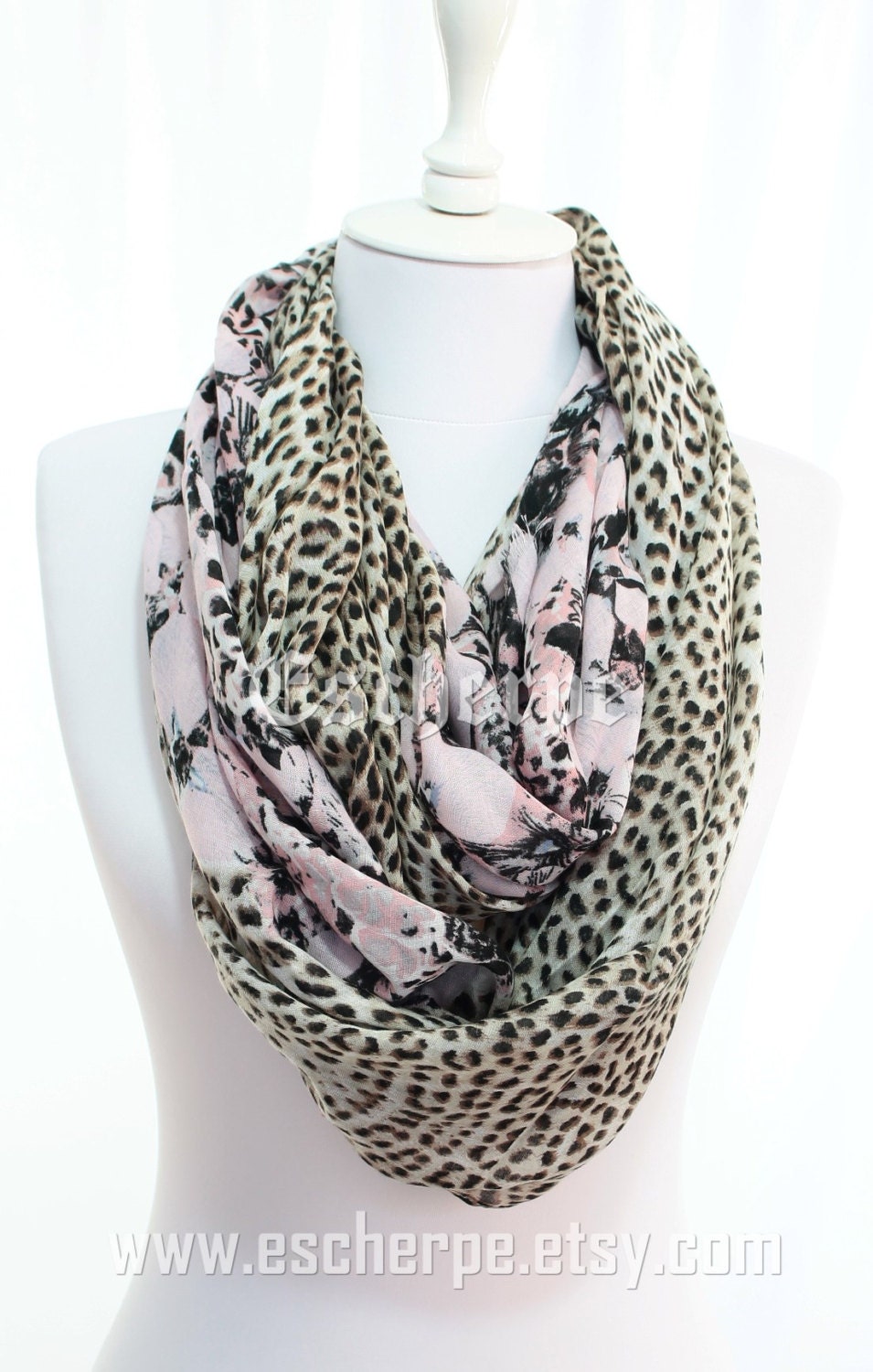 Pink Floral Paisley Leopard Print Woman Scarf Spring Summer Womens ...
