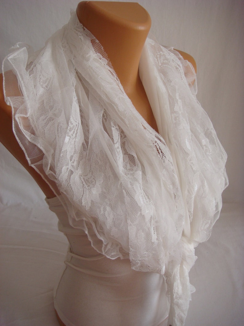 White Triangle Tulle Lace Accessory Woman Scarf ESCHERPE - Etsy