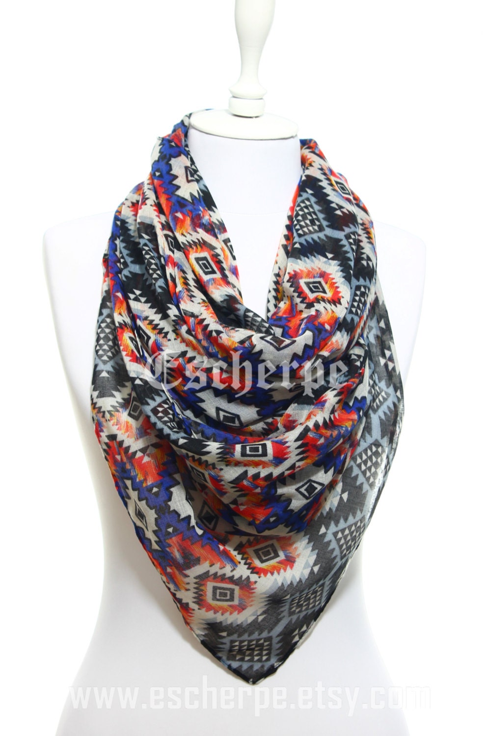 Tribal Scarf Southwestern Aztec Scarf Spring Summer Accessory - Etsy