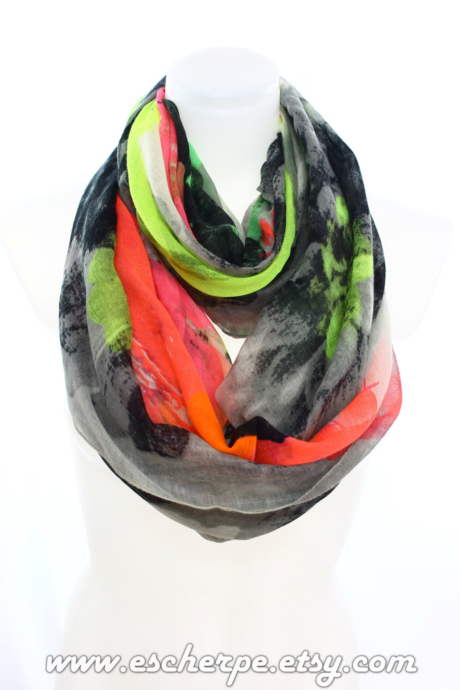 Parrot Print Neon Scarf Infinity Scarf Winter Accessories Holiday Gifts ...